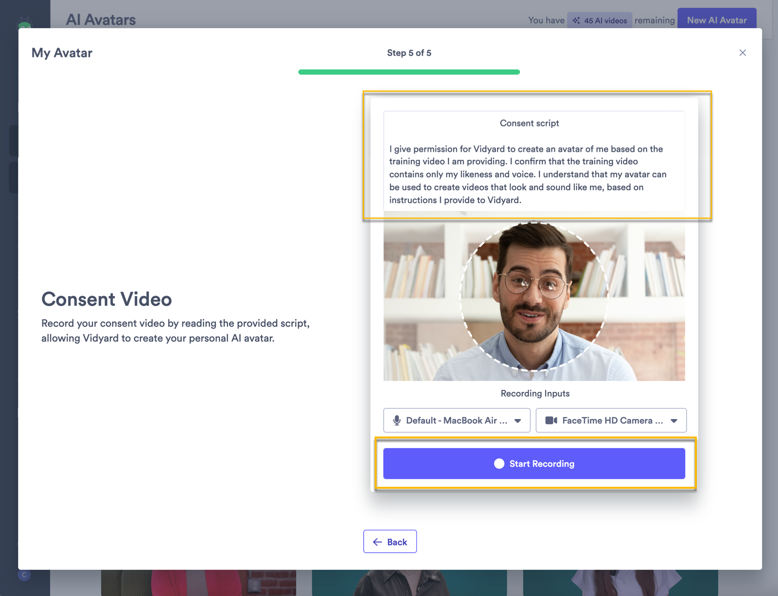 How to create a custom AI Avatar – Vidyard Support
