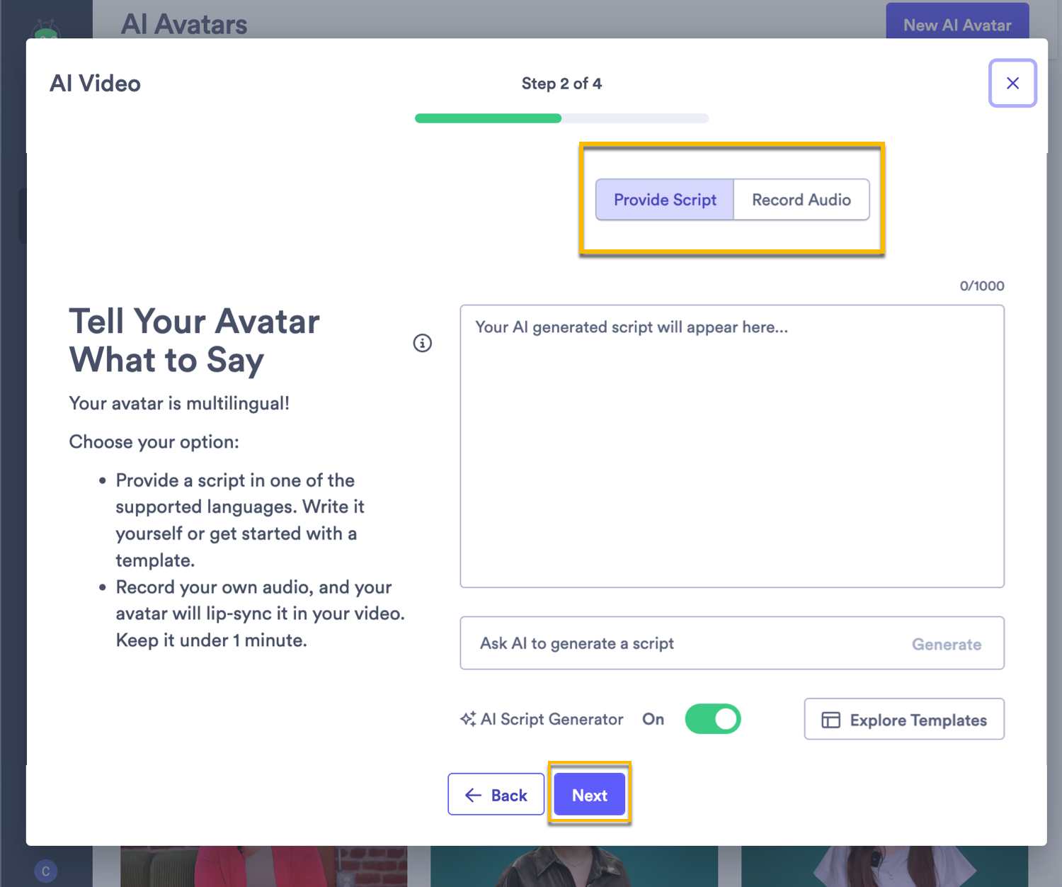 How to generate an AI video – Vidyard Support