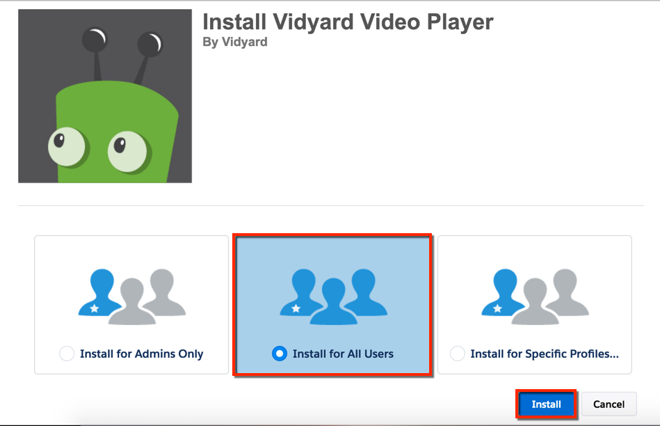 Install the Vidyard Video Player Lightning component into Salesforce ...