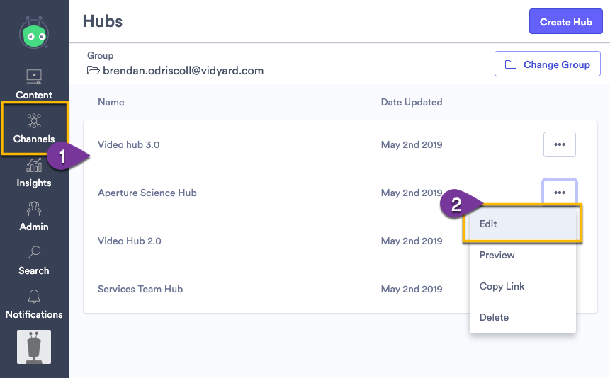 Design your video hub – Vidyard Support