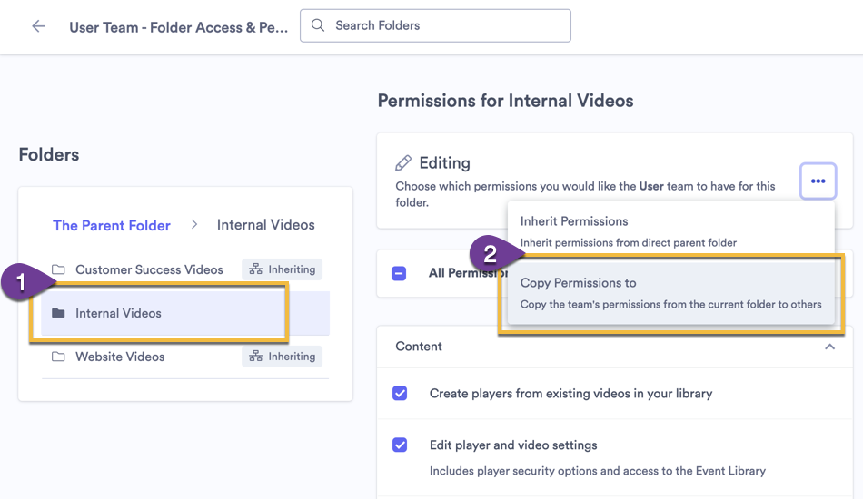 Manage a Team's permissions and settings – Vidyard Support