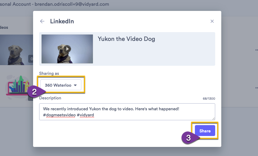 Share your videos to LinkedIn – Vidyard Support