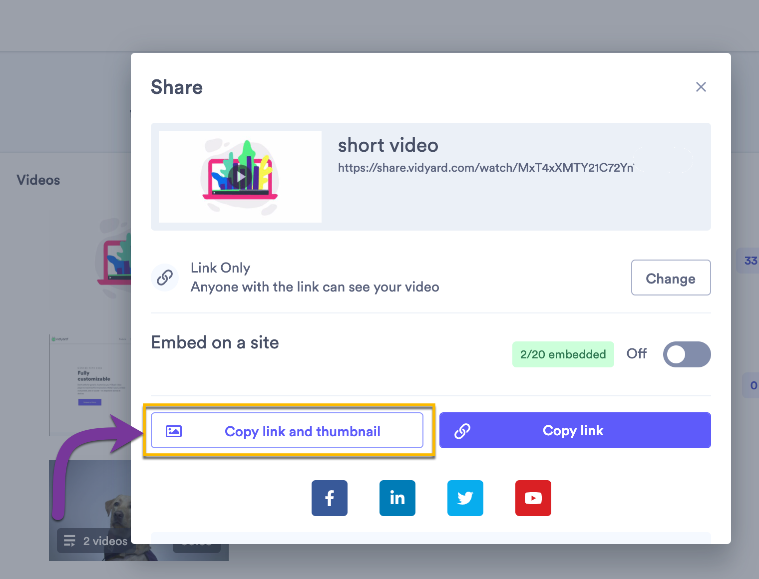 How to share a link to your video – Vidyard Support
