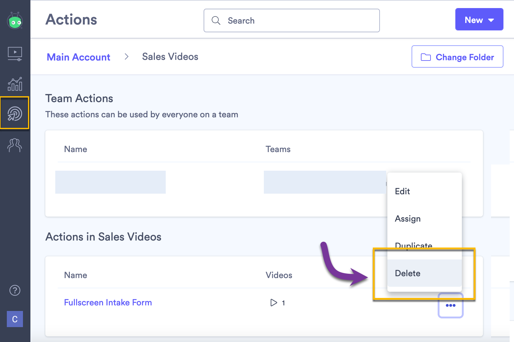 How to create an Action (CTA) for a Folder – Vidyard Support